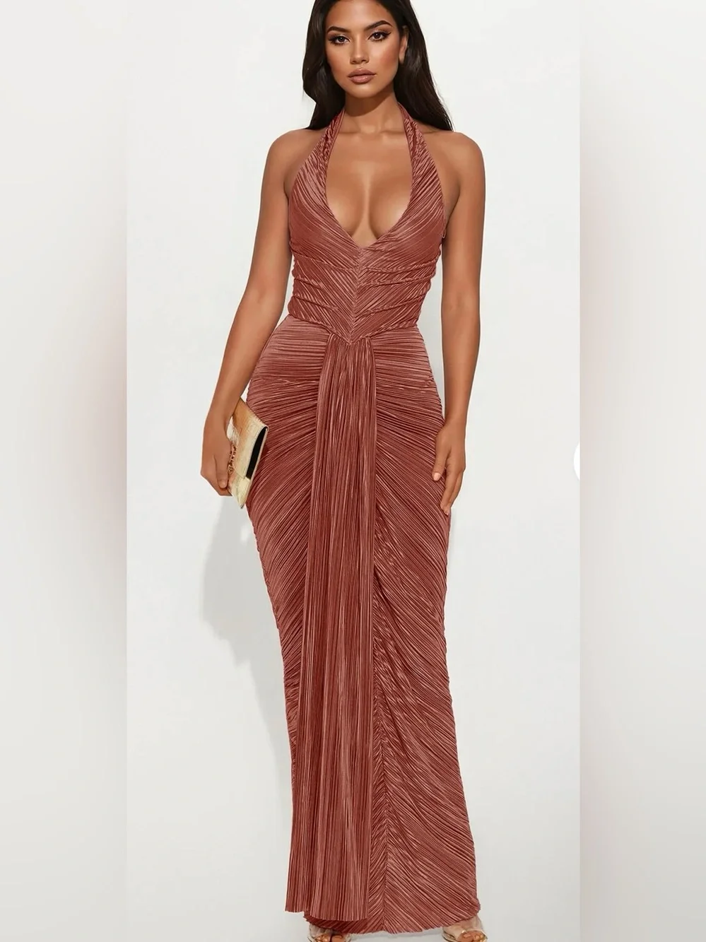 Fashion Nova | Dresses | Fashion Nova My Moment Pleated Halter Maxi ...